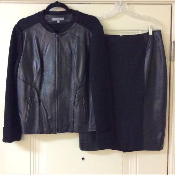 Classiques Entier | Skirts | Classiques Entier 2pc Leather Wool Knit ...